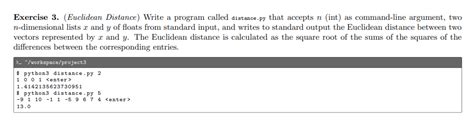 Solved Exercise Euclidean Distance Write A Program Chegg