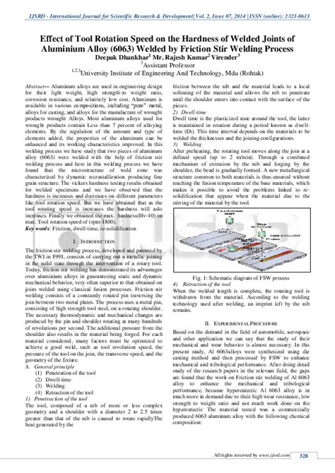 Pdf Effect Of Tool Rotation Speed On The Hardness Of Welded Joints Of