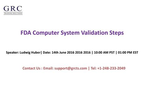 ppt fda computer system validation steps powerpoint presentation