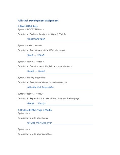 Fsd Assignment Full Stack Development Assignment 1 Basic Html Tags