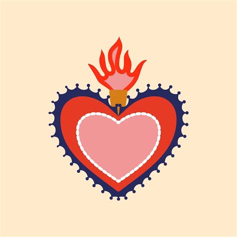 Mexican Flaming Heart Symbol Of Passion And Resilience