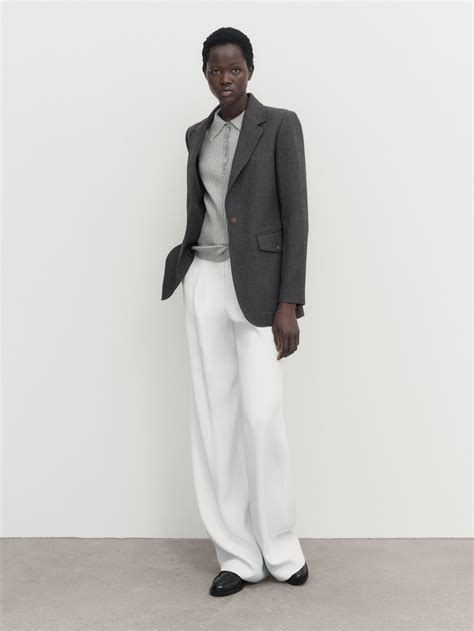 Massimo Dutti Twill Blazer With Buttons In Grau Modesens