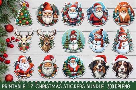 Printable Christmas Stickers Afbeelding Door Craftinglia · Creative Fabrica