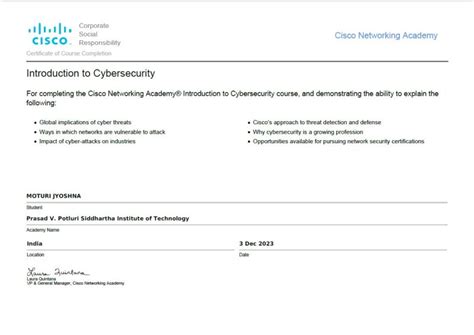 moturi jyoshna on linkedin cisco cisconetworkingacademy cybersecurity