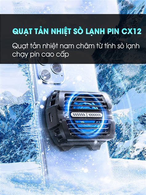 Quạt Tản Nhiệt điện Thoại Sò Lạnh Có Pin Memo Cx12 Gaming Từ Tính Làm Mát Chơi Game Pubg Ff Tốc