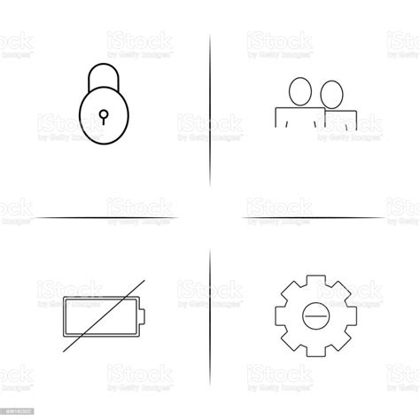 사용자 인터페이스 간단한 선형 아이콘 설정합니다 개요 벡터 아이콘 기어 기계 부분에 대한 스톡 벡터 아트 및 기타 이미지 기어 기계 부분 디자인 벡터 Istock