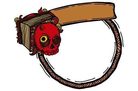 Frame Border With Red Skeleton Demon Magic Book Theme Design 24862025 Png