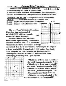 Basic Graphing Ordered Pairs Linear Equations Notes Worksheets Pop Quiz Keys