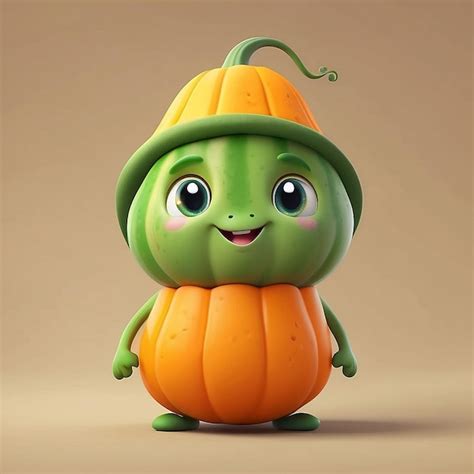 Premium Photo 3d Cute Squash Character