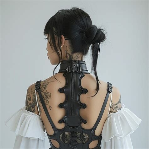 Woman Carrying A Black Leather Choker Premium Ai Generated Image