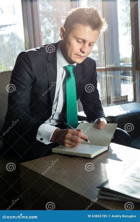 Man With Notebook Stock Image Image Of Jacket Dark 63842785
