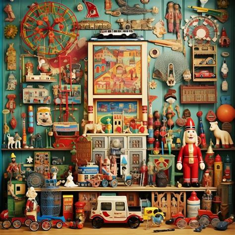 Premium Photo Vintage Toy Collage Tapestry