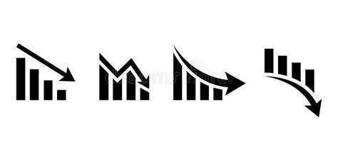 Decreasing Graph Icon Set Arrow Going Down Sign Symbol Vector Market