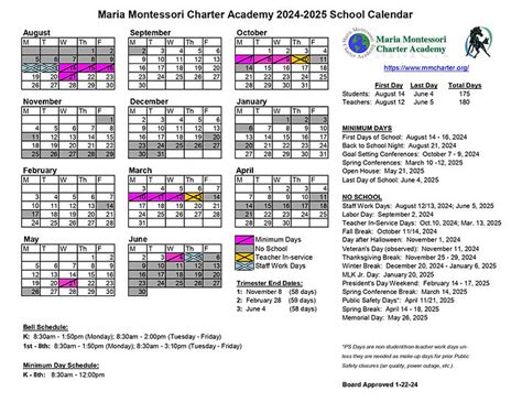 School Calendar Mmca