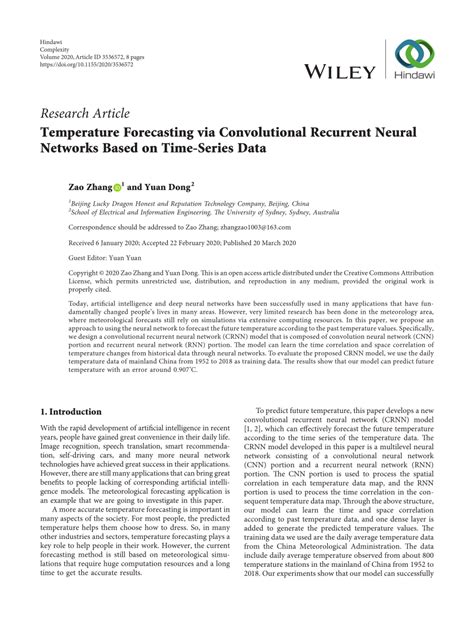 Pdf Temperature Forecasting Via Convolutional Recurrent Neural Networks Based On Time Series Data