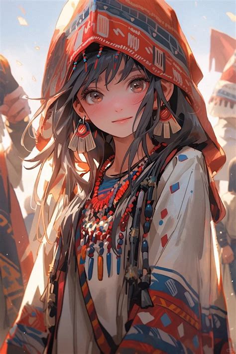 民族风可爱少女头像壁纸ai绘画