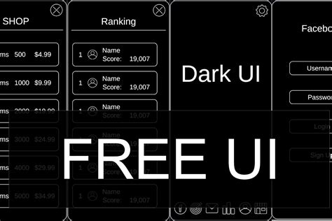 dark theme ui 2d gui unity asset store