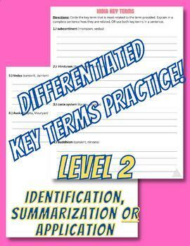 India Unit Key Terms Practice Differentiated Levels By Foster The Learning