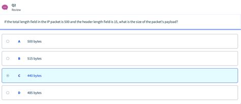 solved q2 review if the total length field in the ip packet