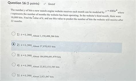 Solved Question 16 5 ﻿pointsthe Number Y ﻿of Hits A New