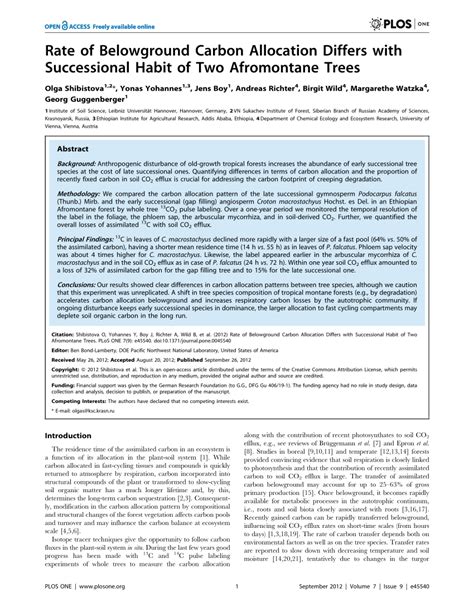Pdf Rate Of Belowground Carbon Allocation Differs With Successional