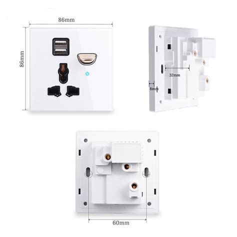 A Universal Power Socket With Usb Wall Outlet With Led Black Glass Uk Malta Ireland Eu Europe
