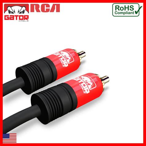 Rca Coaxial Coax Dual Layer Gold Plated Subwoofer Audio Cable Cord Adapter Plug Ebay