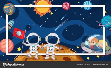Border Template With Space Theme In Background Stock Vector Image By Brgfx 328798012