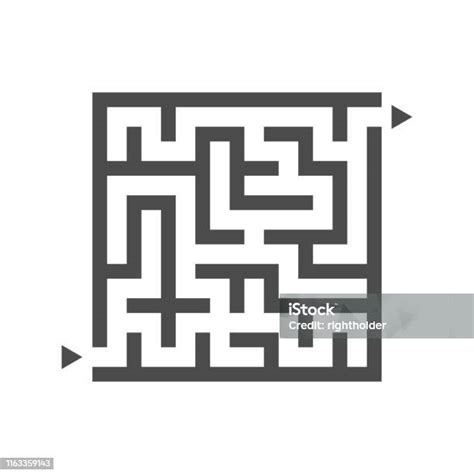 추상 사각형 미로입니다 아이들을위한 게임 아이들을위한 퍼즐 입구 1개 출구 1개 미로 수수께끼 흰색 배경에 격리된 플랫 벡터 그림입니다 0명에 대한 스톡 벡터 아트 및 기타