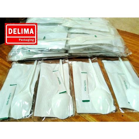 Jual 50 Setpak Paket Sendok Makan Sendok Makan Plastik Putih Tisue Tusuk Gigi Higienis