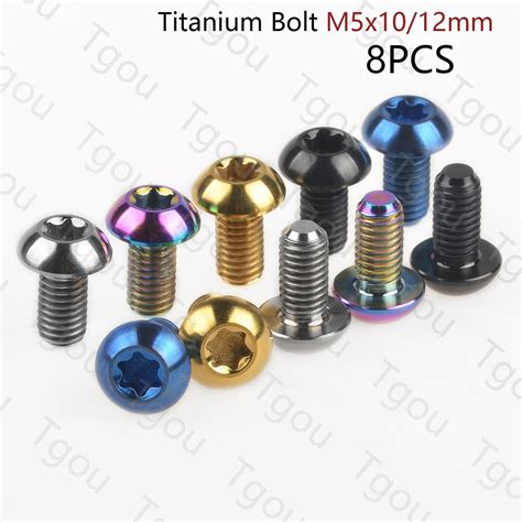 Tgou 티타늄 볼트 디스크 브레이크 로터 산악자전거용 Torx 헤드 나사 M5x10 12mm T25 8 개
