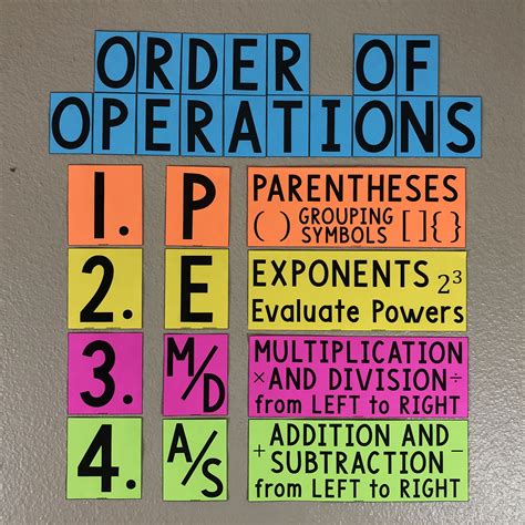 My Math Resources Pemdas Order Of Operations Poster Middle School