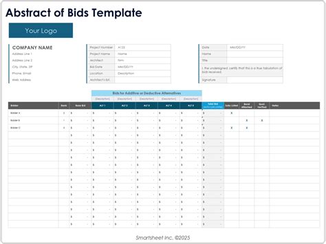 Free Construction Bid Templates And Forms
