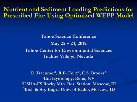 Ppt Nutrient And Sediment Loading Predictions For Prescribed Fire Using Powerpoint