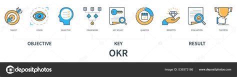objective key result okr concept icons target vision objective