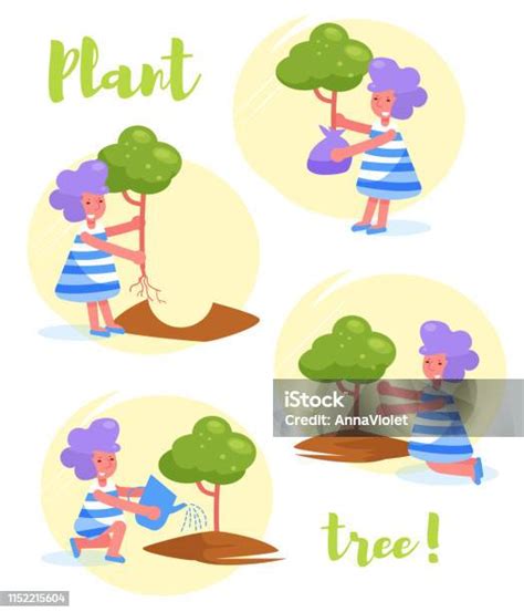 소녀 식물 나무입니다 심기 단계 벡터입니다 만화 흰색 바탕에 고립 된 예술 플랫 귀여운에 대한 스톡 벡터 아트 및 기타 이미지 귀여운 나무 농장 Istock