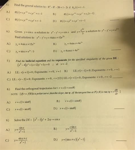 Solved Find The General Solution To Theta Theta 2 Chegg Com