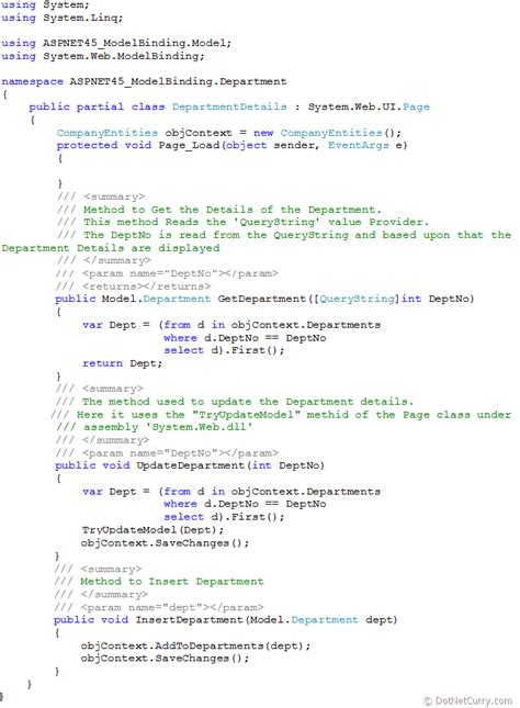 Aspnet 45 New Model Binding Feature Keeps The Web Form And Model