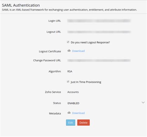 Saml 在 Zoho 处进行配置 帮助 Zoho Accounts