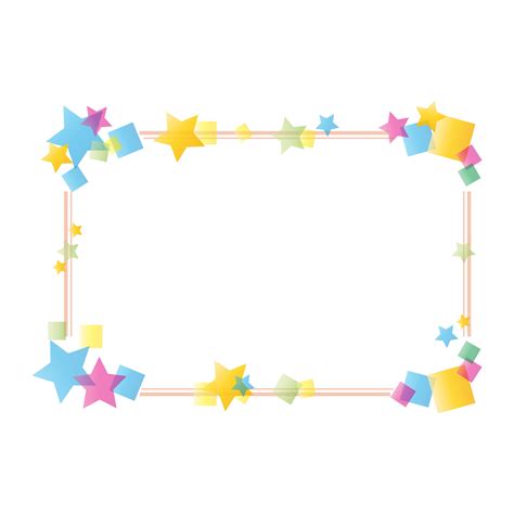 Cute Colorful Decorative Rectangular Border With Star Shape Pattern