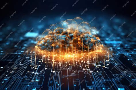 Abstract Digital Representation Of Interconnected Nodes On A Circuit Board Premium Ai