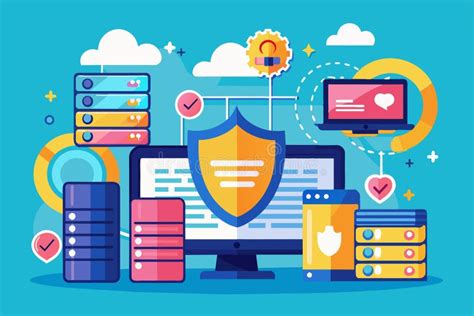 Illustration Showcasing Sql Technology And Online Data Security Concepts With Various Digital
