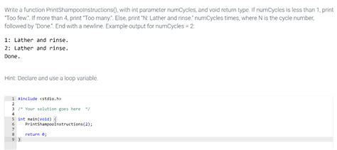 solved write a function printshampoolnstructions0 with int