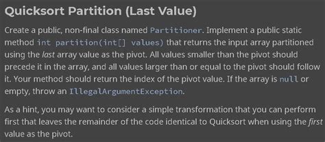 Solved Quicksort Partition Last Value Create A Public