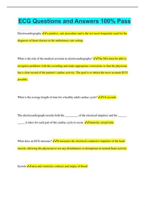 Ecg Questions And Answers 100 Pass Ecg Stuvia Us