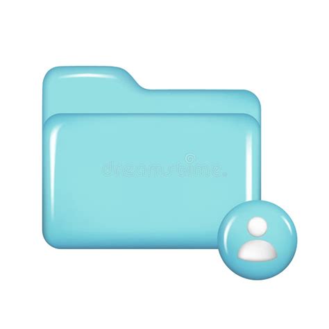 Realistic 3d Blue Closed Folder With User Icon Decorative 3d Management File Element Web