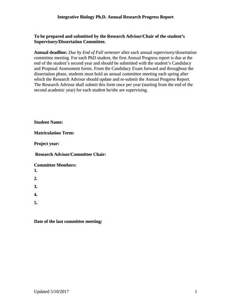 IB Ph D Babe S Annual Progress Report Doc Template PdfFiller