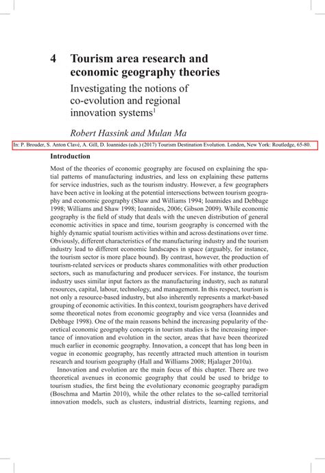 Pdf Tourism Area Research And Economic Geography Theories