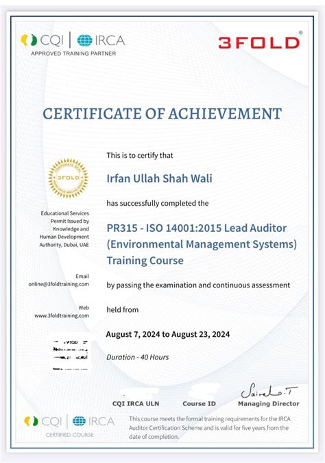 Passed Iso 140012015 Ems Lead Auditor Course Irfan Ullah Khan Posted On The Topic Linkedin
