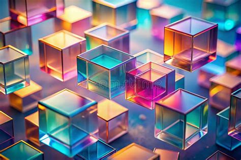 Abstract Aerial Photography Floating Translucent Cubes Against A Dreamy Gradient Background A